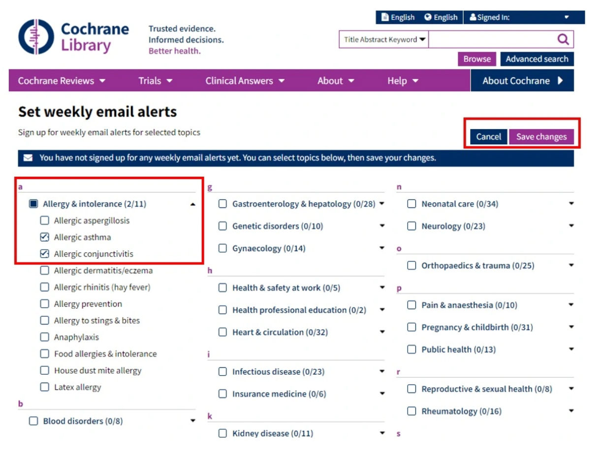 Set Up Topic Alerts In The Cochrane Library | Wiley